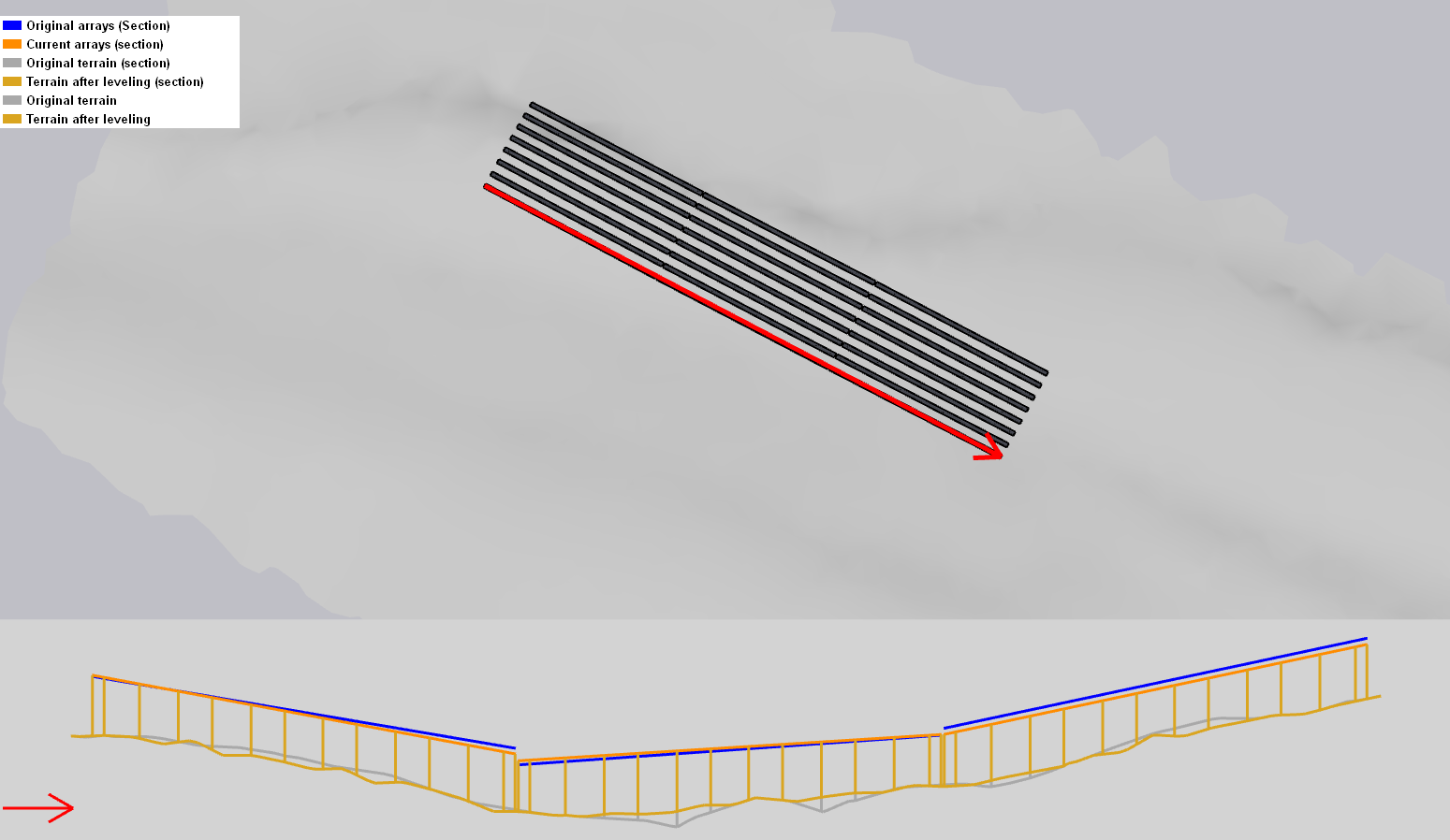 Comparison of flat single-axis site leveling – earthwork balance plans ...